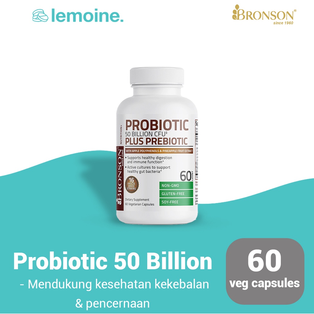 Jual Bronson Probiotic Plus Prebiotic 50 Billion CFU 60 capsules | Shopee Indonesia
