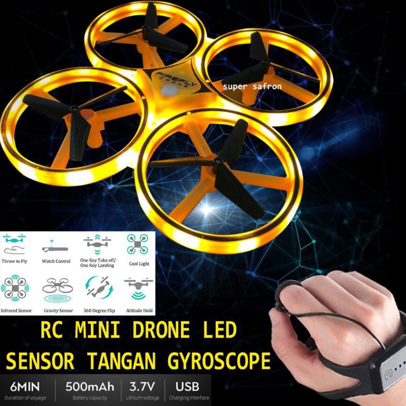 Jual Pesawat RC Drone Remote Control Mini UAV Quadcopter Sensor Jari ...