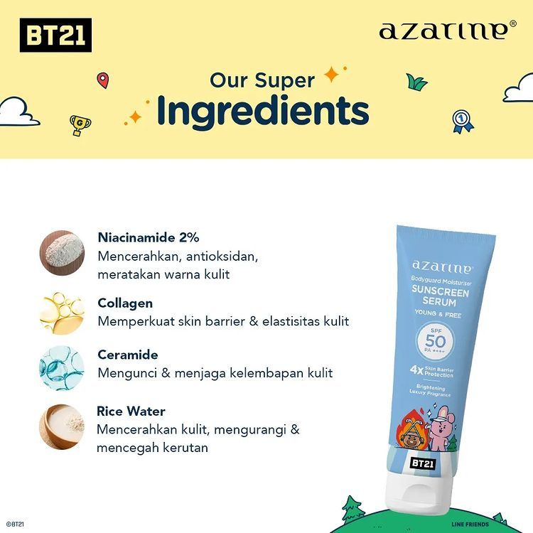 Jual Azarine BT21 Bodyguard Moisturiser Sunscreen Serum Young & Free ...