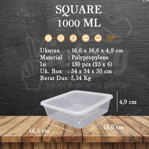 Jual Thinwall 1000ml Square ECER HARGA PER PCS | Shopee Indonesia