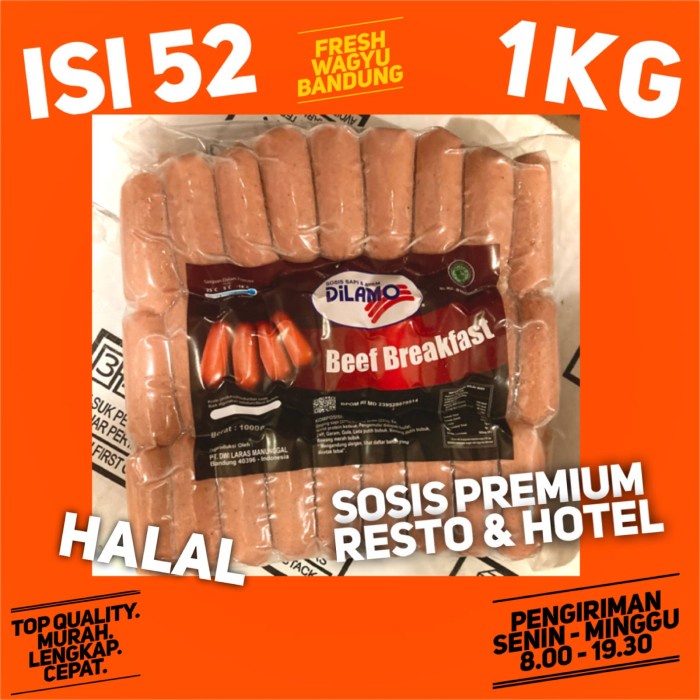 Jual DILAMO BEEF BREAKFAST SOSIS SAPI HALAL 1KG | Shopee Indonesia