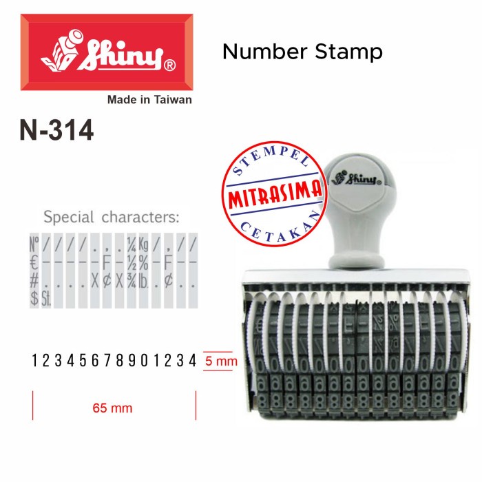 Jual Stempel Shiny N-314 ( N314 stempel nomor manual 14 digit 5mm N 314 ...