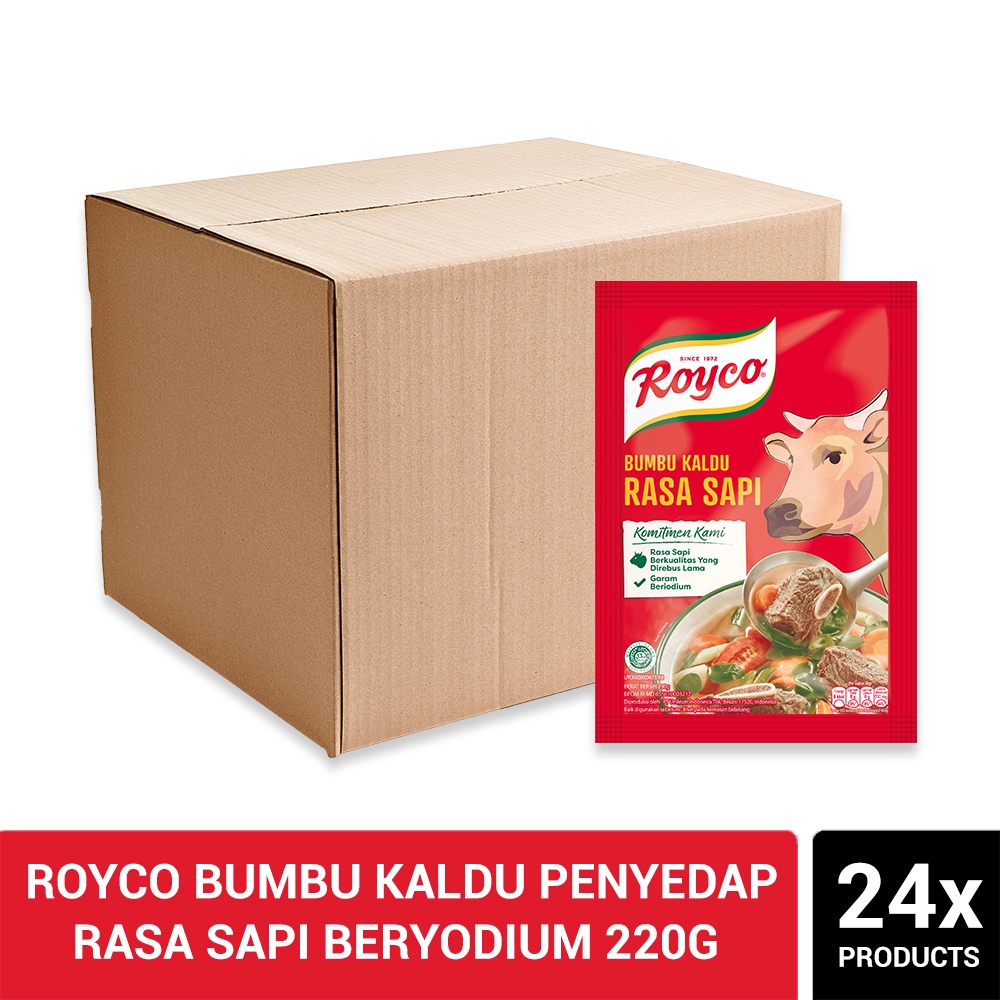 Jual Royco Bumbu Kaldu Penyedap Rasa Sapi Beryodium 220g (Isi 24 ...