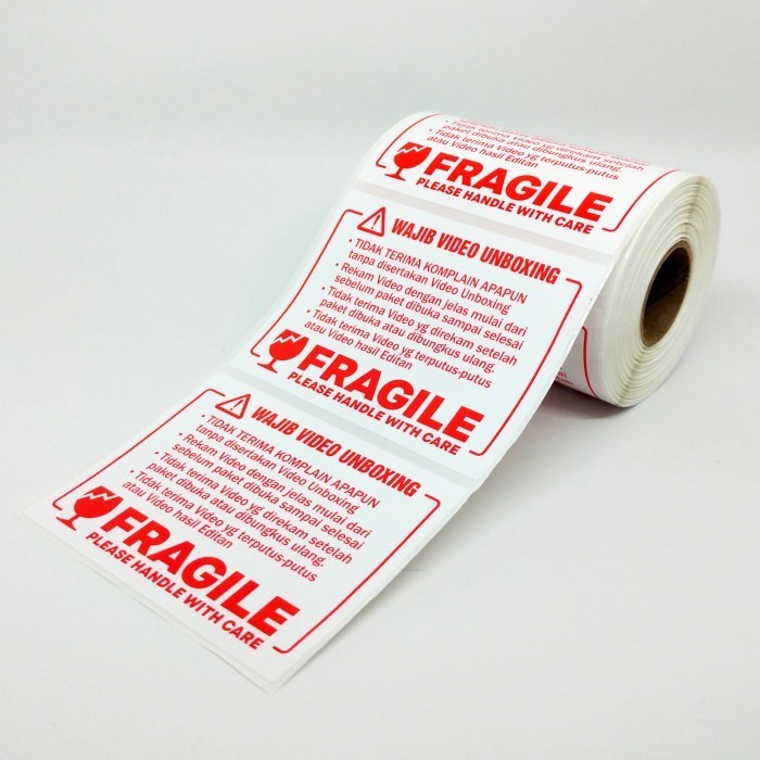 Jual Stiker Label Fragile Video Unboxing Sticker 6 x 8 cm 1 roll/ 300 ...