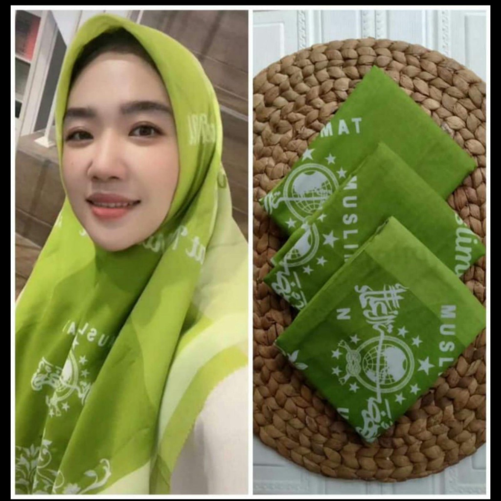 Jual KERUDUNG JILBAB HIJAB Krudung SEGI EMPAT MOTIF Muslimat FATAYAT NU Hitam Hijau Putih Coklat ...