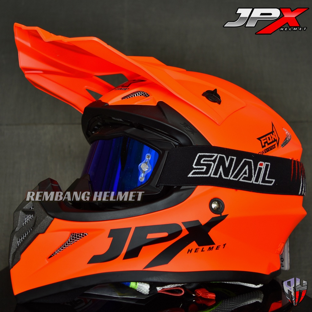 Jual HELM JPX CROSS FOX1 SOLID FLUO RED DOFF PAKET GANTENG GOOGLE SNAIL ...