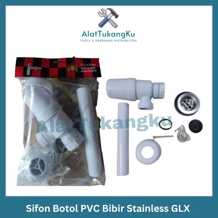Jual Sifon Botol PVC Bibir Stainless Sivon Pembuangan Air Wastafel ...