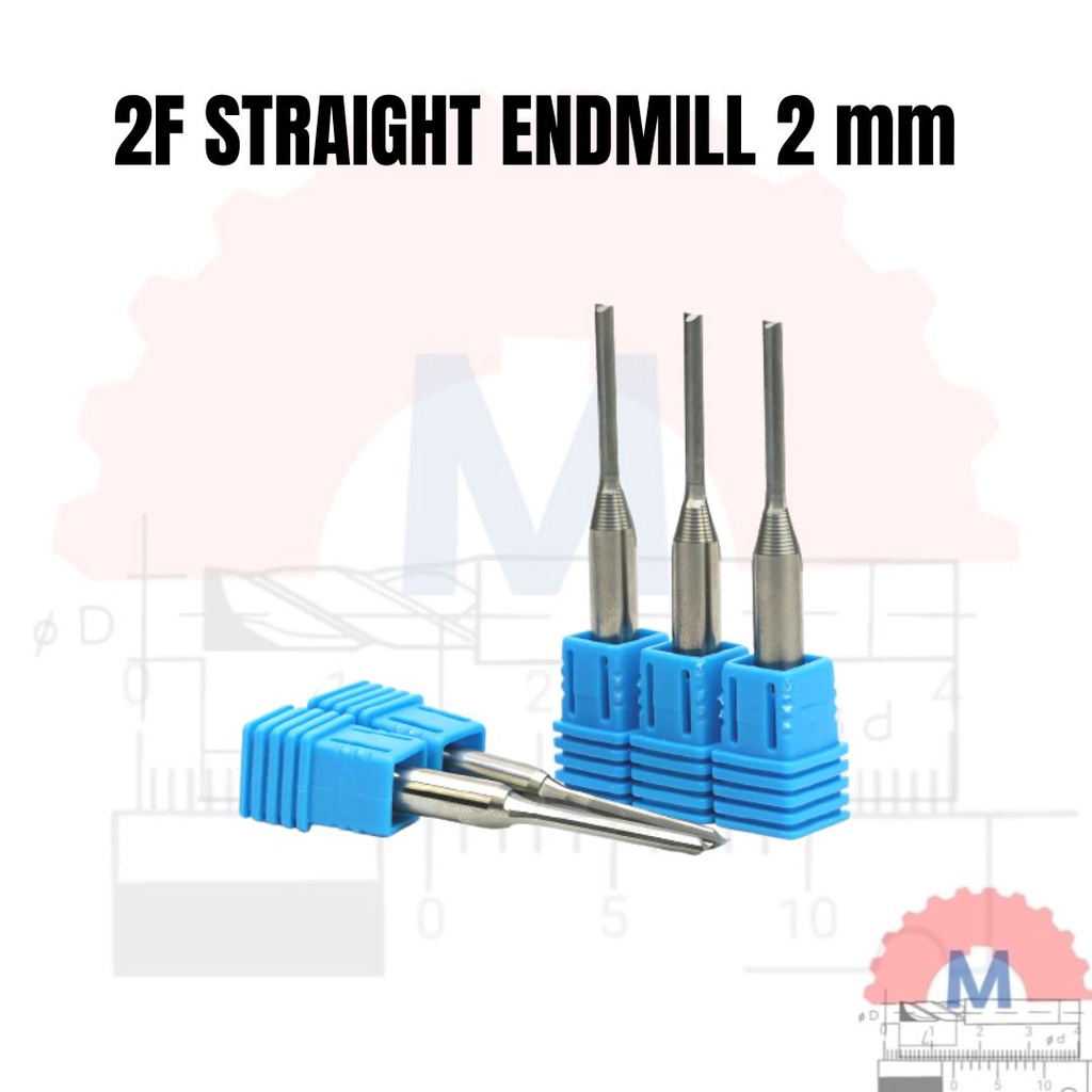 Jual ms7 Endmill 2F Lurus 2mm Carbide 2 mm straight end mill cnc router ...