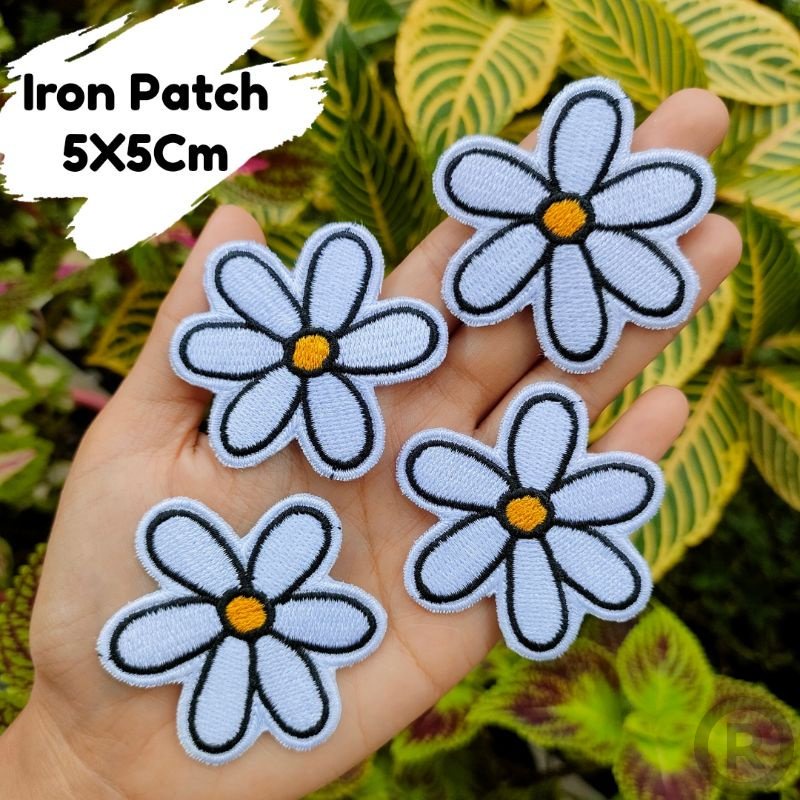 Jual Bordir ( Tinggal Setrika ) Patch Iron Full Bordir White Flower ...