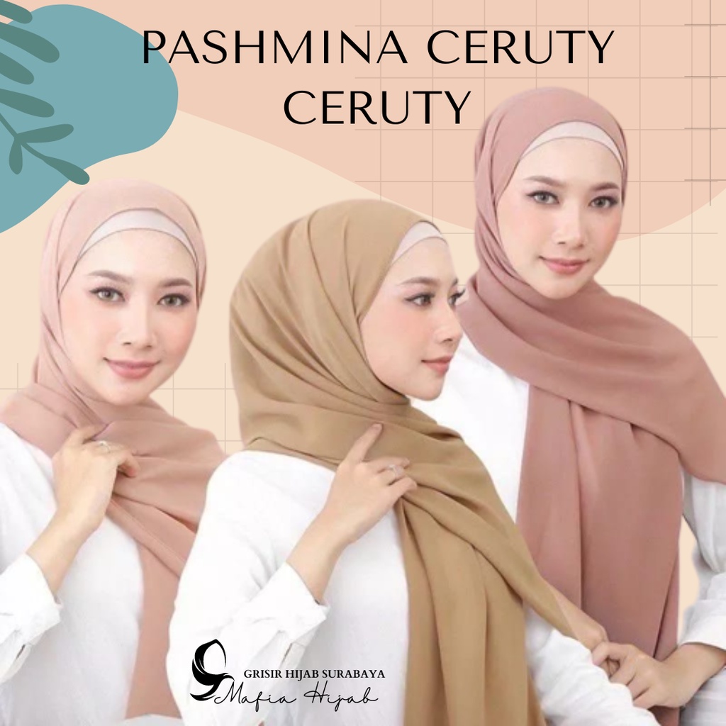 Jual Pashmina Ceruty Babydoll Premium 40 Warna | Hijab Jilbab Pasmina COD | Shopee Indonesia