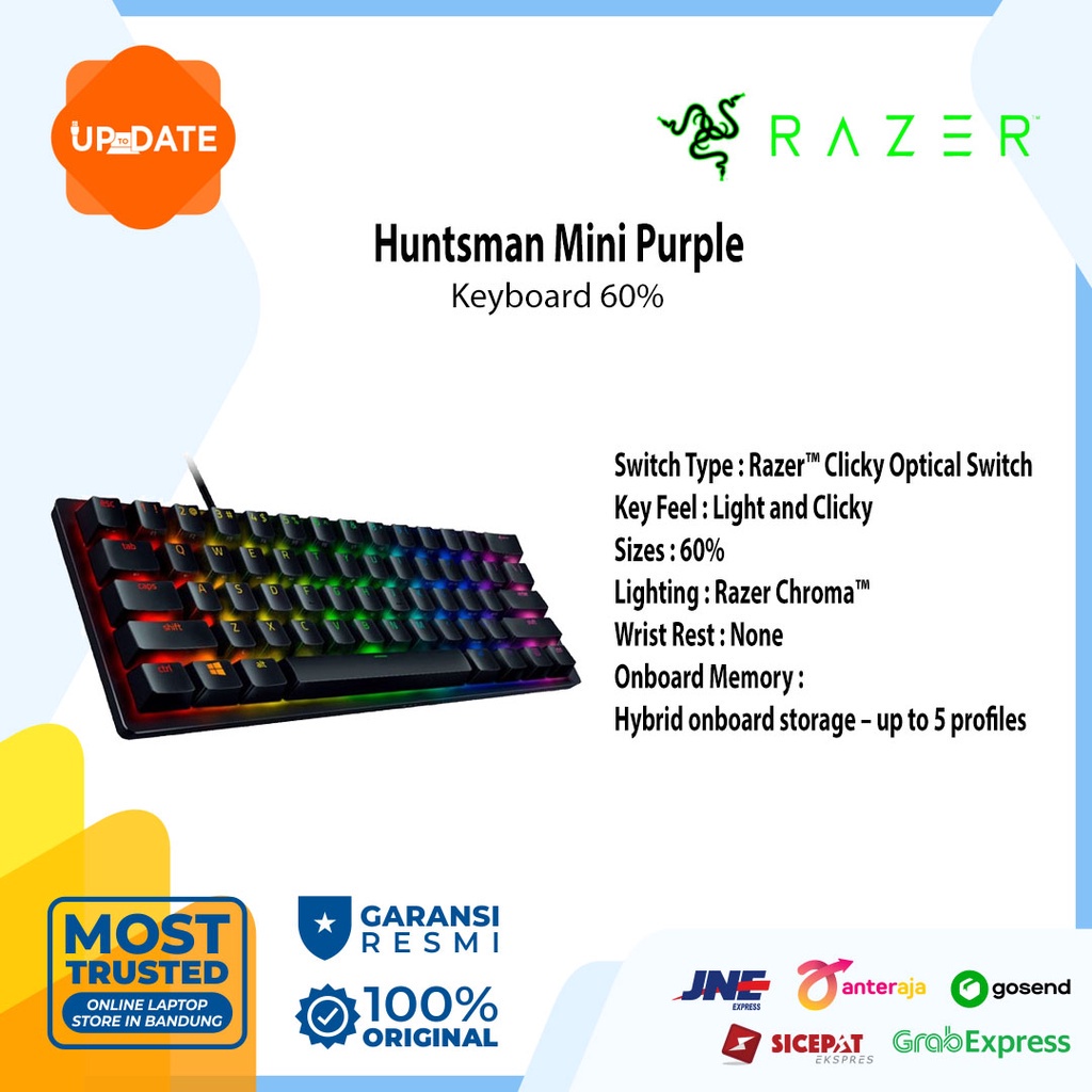 Jual Keyboard Razer Huntsman Mini 60% - Clicky Purple Optical Switch ...