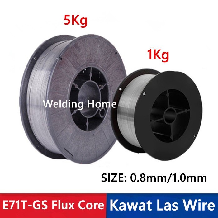 Jual E71T-GS Kawat Las Tanpa Gas MIG Flux Core Wire 1kg 5kg 0.8mm 1.0mm | Shopee Indonesia