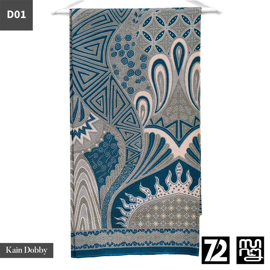 Jual KAIN BATIK PREMIUM Bahan Dobby Motif Mahkota Kombinasi Biru Silver ...
