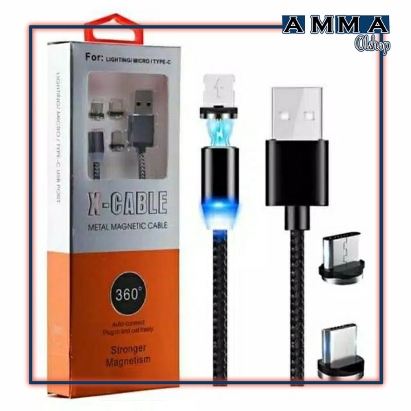 Jual Kabel Cas Magnet Micro Tipe C & Ip Lightning 3 In 1, Kepala Bisa ...