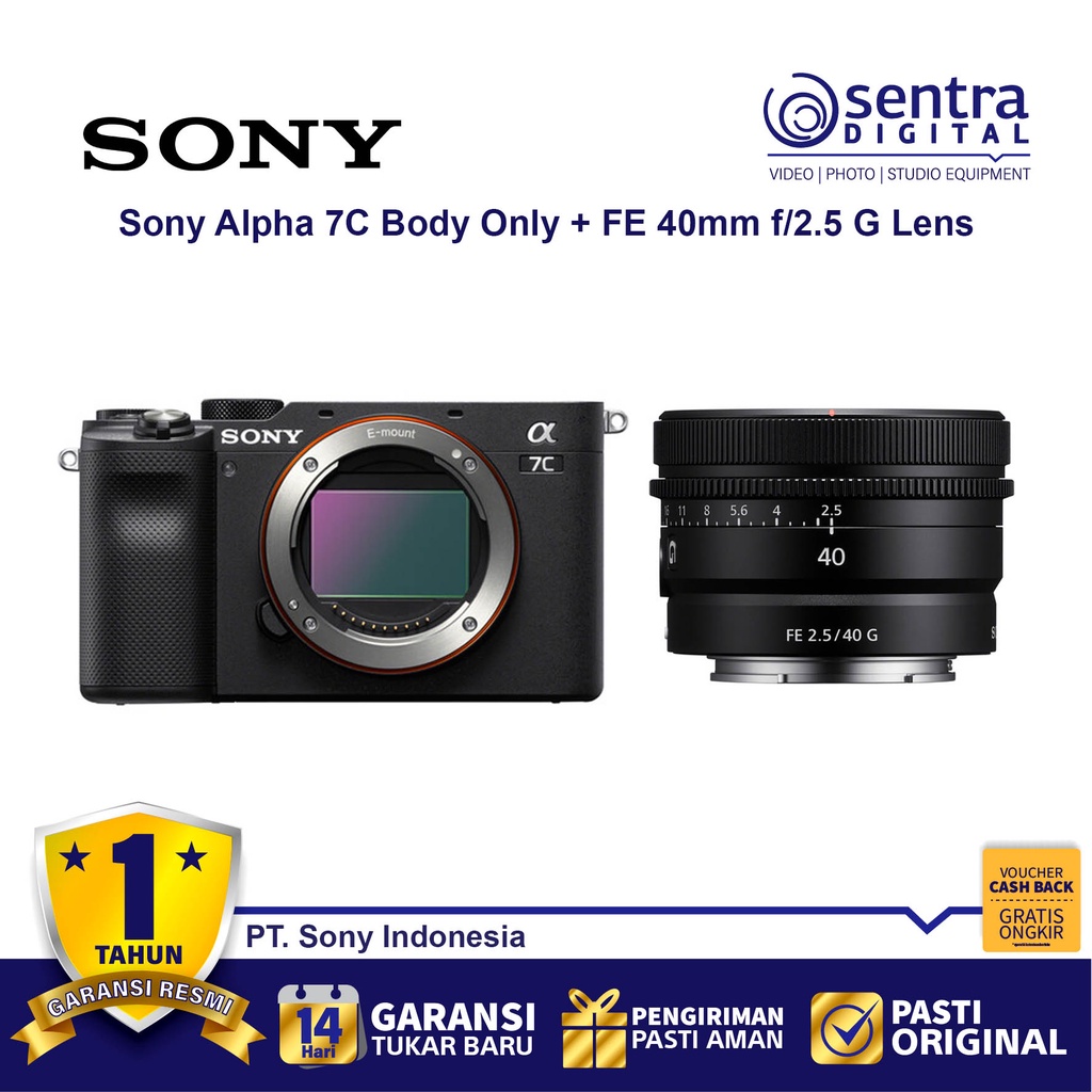 Jual Sony Alpha 7C / A7C Body Only Black with FE 40mm F/2.5 G Lens ( SEL40F25G ) | Shopee Indonesia