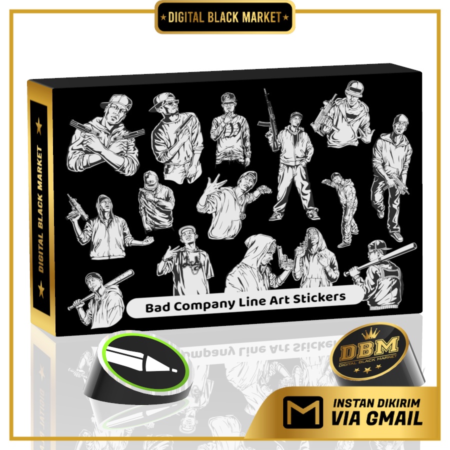 Jual Bad Company Line Art Stickers Silhouette Vector - Coreldraw ...