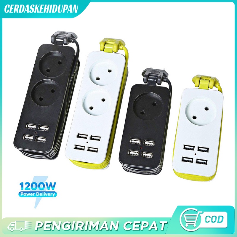 Jual Stop Kontak Traveling 1 Lubang Saklar + 4 Port USB – Colokan Listrik | Shopee Indonesia