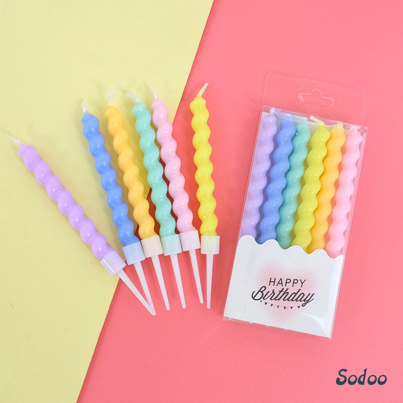 Jual 6Pcs/Set Lilin Spiral Ulang Tahun Warna/Happy Birthday Candle ...
