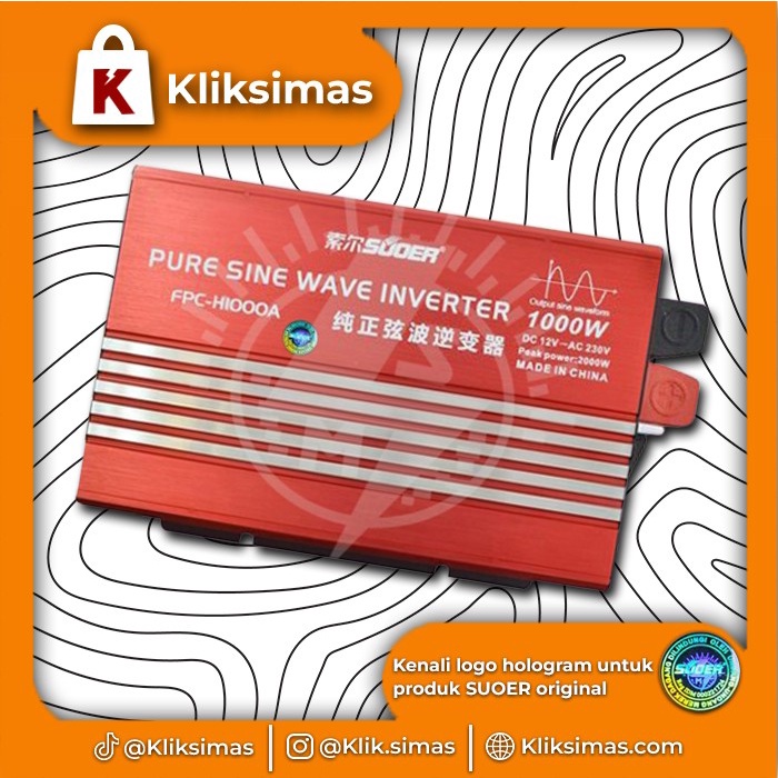 Jual Inverter Pure Sine Wave + Indikator 12 Volt 1000 Watt FPC-H 1000 SUOER | Shopee Indonesia