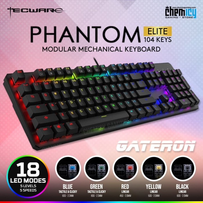 Jual Tecware Phantom Elite 104 Fullsize RGB Gateron Mechanical Keyboard ...