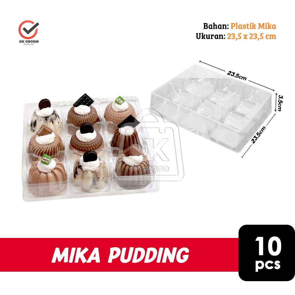 Jual Mika Alas Tatakan Puding Sekat 9 / Tray Pudding Mini Slot 9 (10 ...