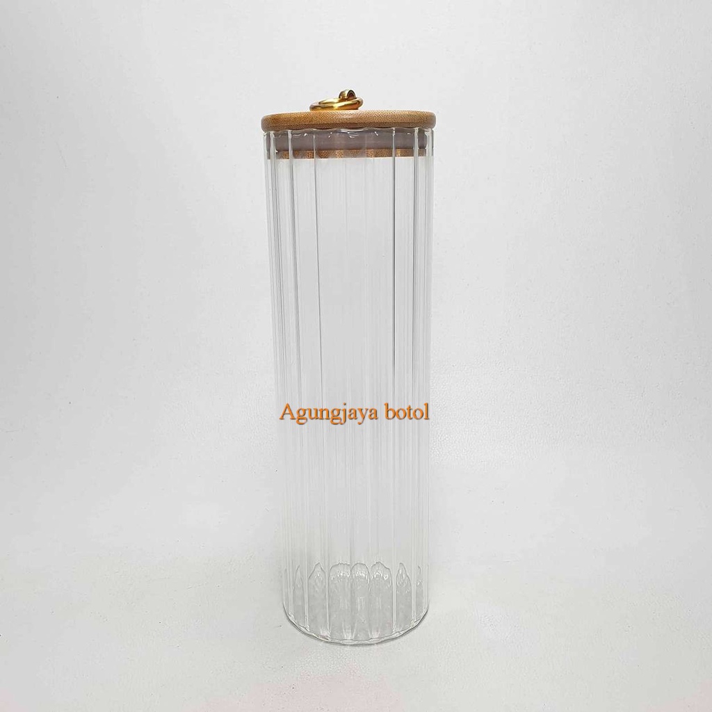 Jual Jar Kaca 1000 Ml Bulat Gelombang Clear / Jar Kaca / Toples Kaca ...