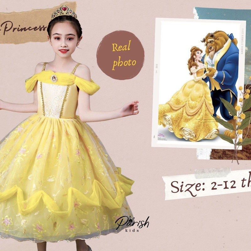 Jual Parishkids Belle princess yellow dress /Kostum princess kuning ...
