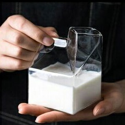Jual Gelas Kaca Unik Lucu Model Kotak Susu Design Milk Box 300ml ...