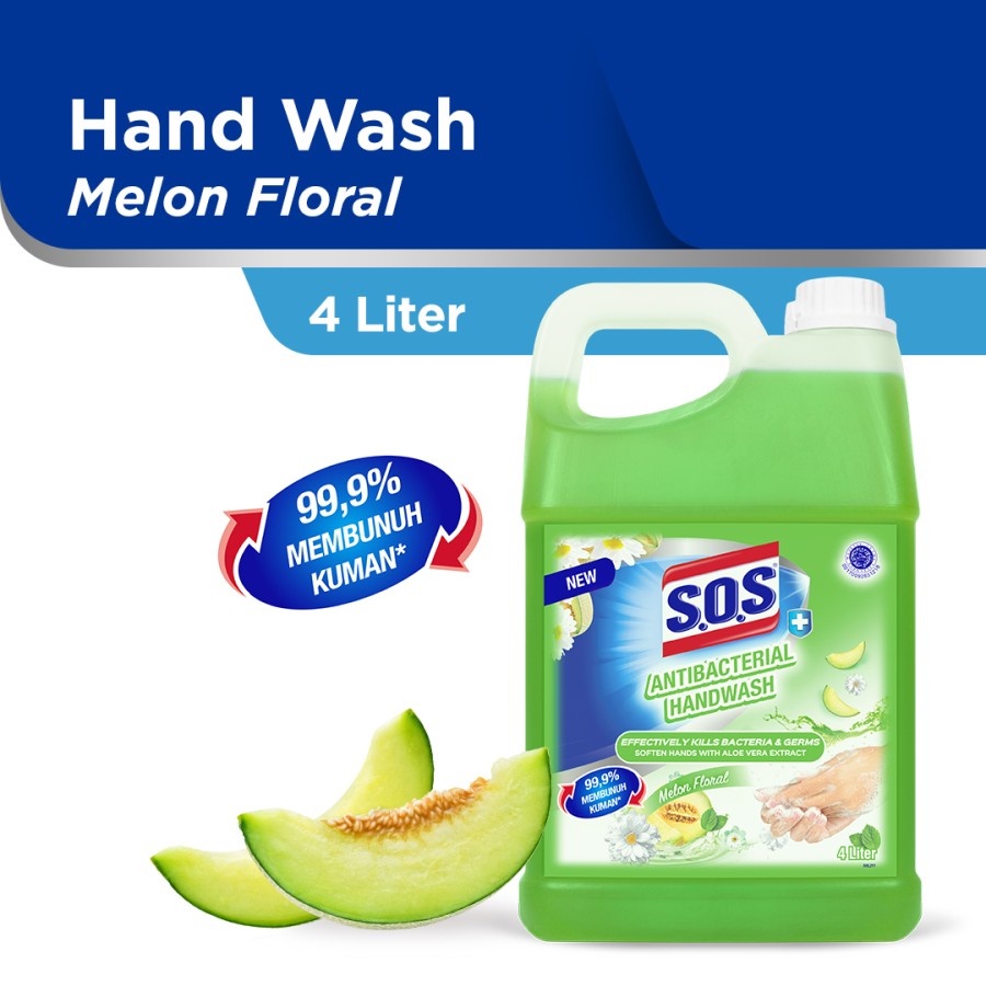 Jual SOS Hand Soap Sabun Cuci Tangan Hijau Melon 4 Liter | Shopee Indonesia