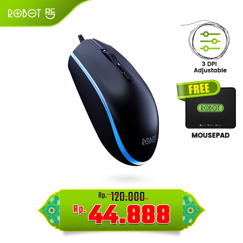 Jual Jual Exclusive Shopee ~ Mouse Wired ROBOT M130 Colorful LED 3 ...