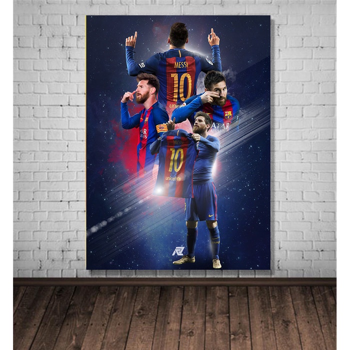 Jual BARCELONA Poster frame bola A3 (31x46cm) Waldecor " L.MESSI ...