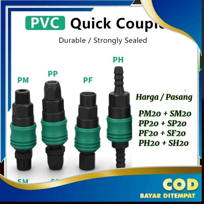 Jual Quick coupler PVC SAMBUNGAN SELANG ANGIN Spray Gun Kompresor ...