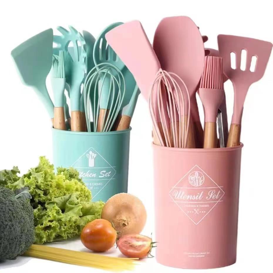 Jual 12in1 - SPATULA UTENSIL SET KAYU SILICON ALAT MASAK DAPUR VIRAL ...