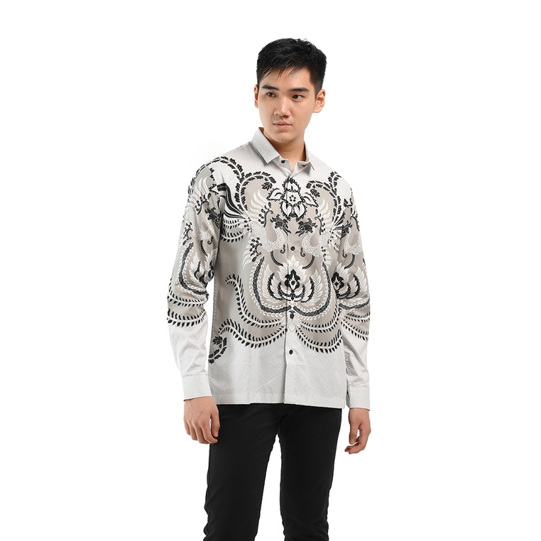 Jual MANZONE Kemeja Batik Pria Lengan Panjang MZB-ARNAWARMA - WHITE ...