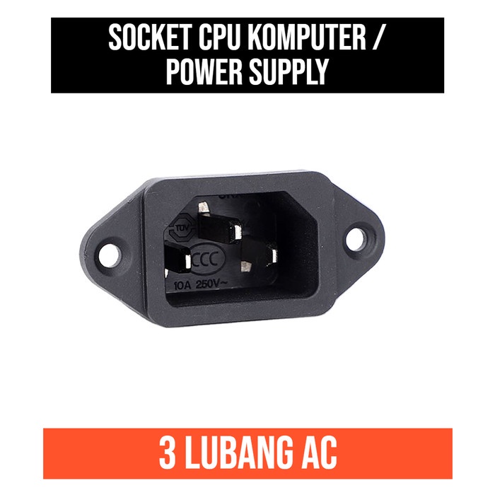 Jual Socket Male AC IN CPU Komputer Soket Power Supply Colokan 3 Lubang | Shopee Indonesia