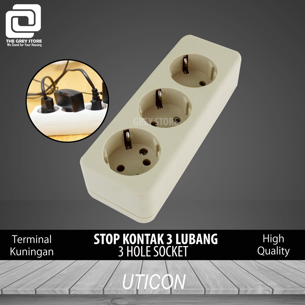 Jual Terminal Kuningan Stop Kontak 3 UTICON Lubang Tanpa Kabel | Shopee Indonesia