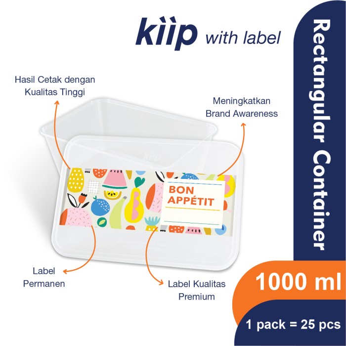 Jual KIIP THINWALL RECTANGLE FOOD CONTAINER 1000 ML-BON APPETIT (ISI ...