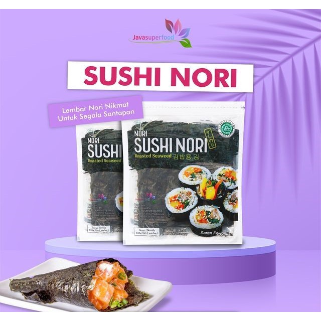 Jual Nori Sushi Java Super Food 10 Lembar Roasted Seaweed Rumput Laut ...