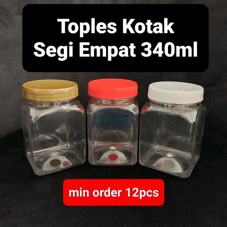 Jual Toples Kotak 340ml | Toples Segi Empat 340ml PET | Shopee Indonesia