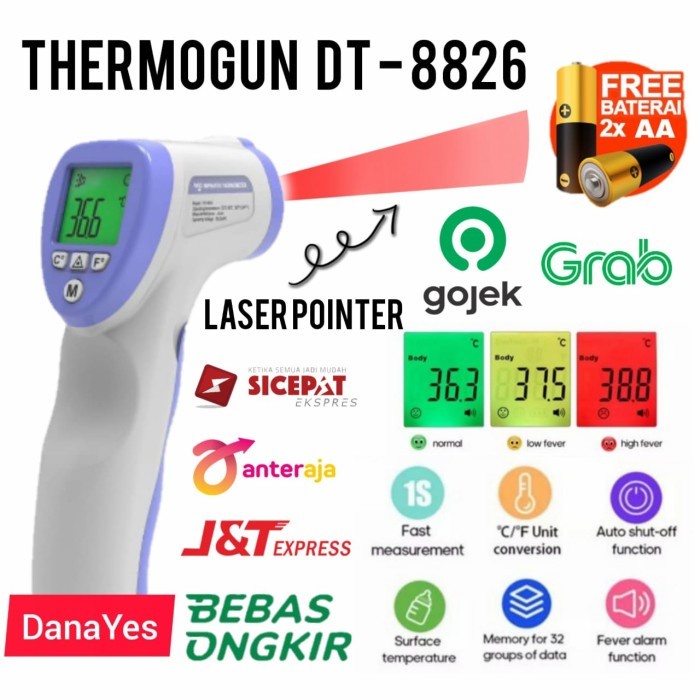 Jual Termo Gun Thermogun Termometer Infrared Pengukur Suhu Termo Tembak ...