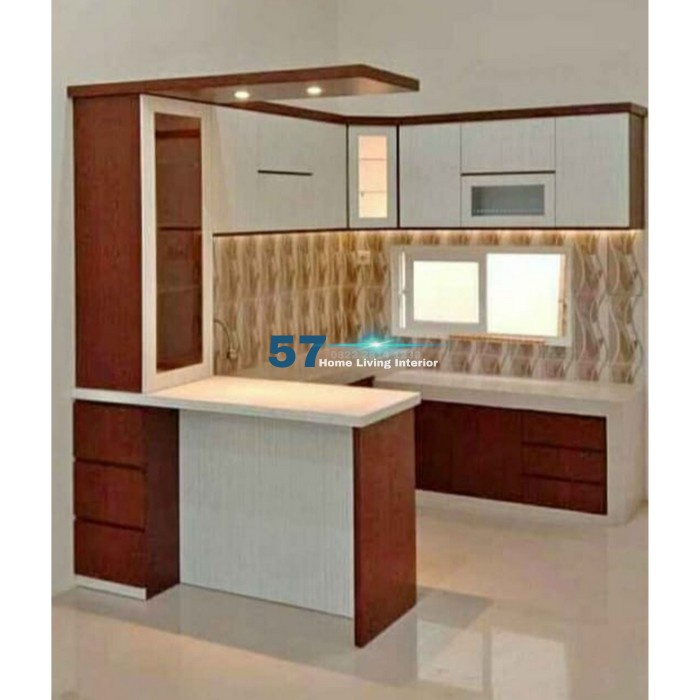 Jual Meja Bar dan Kitchen Set Minimalis Bahan Multiplek HPL Free Desain | Shopee Indonesia