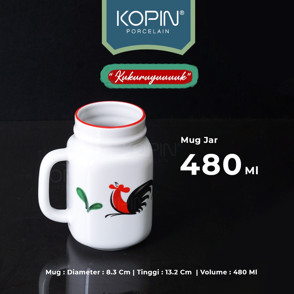 Jual GELAS (Mug) Jar Porcelain Model KUKURUYUK 565 ML I KOPIN | Shopee ...