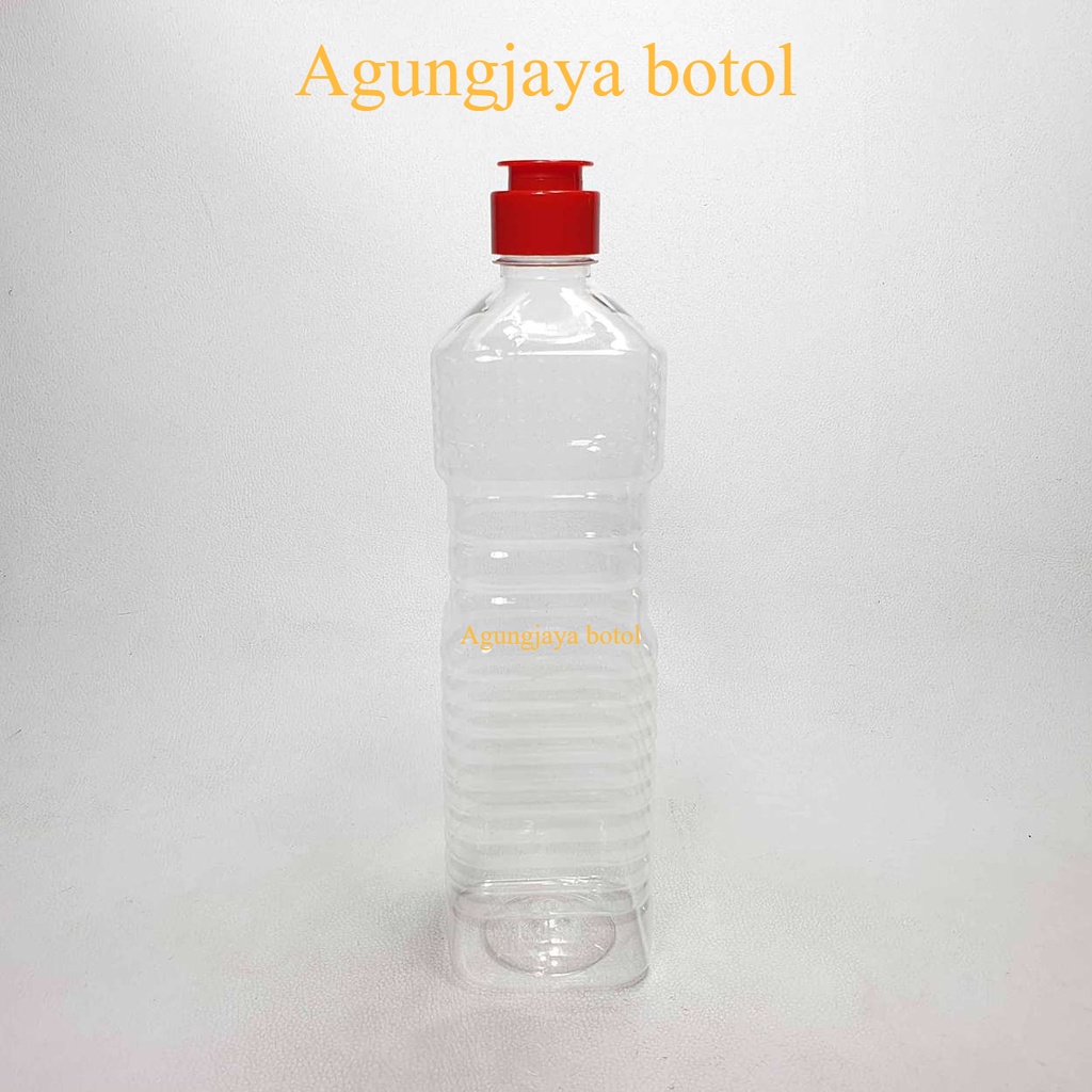 Jual Botol Pet 900 ml Minyak Goreng Bulat Natural Tutup Fliptop Jamur / Botol Plastik / Botol ...