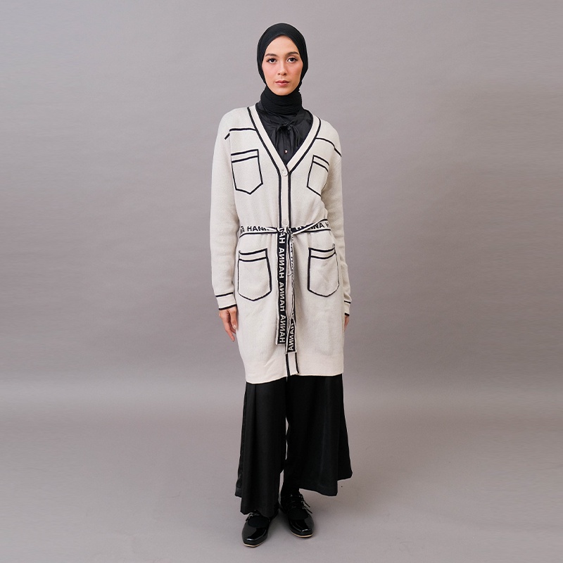 Jual Hanna Cardigan Rajut Wanita Knit Pockets With Belt Rosaline ...