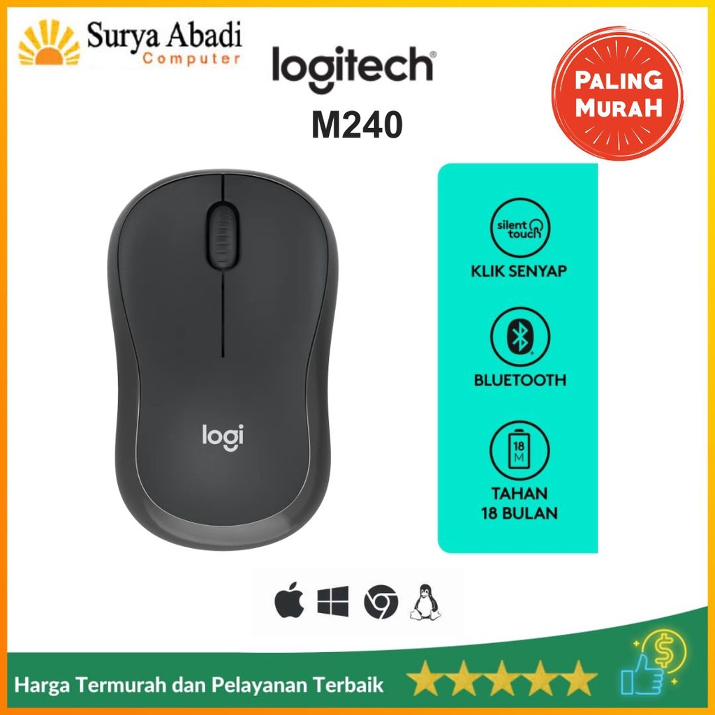 Jual Mouse logitech M240 Wireless Bluetooth Silent Click | Mouse ...