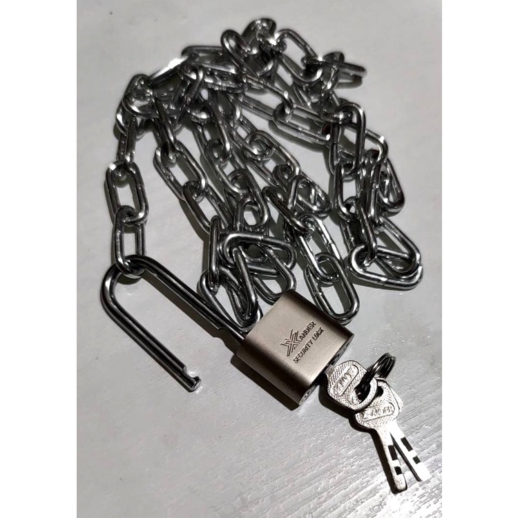 Jual rantai pagar lebar rantai 14 mm 1 meter dan gembok lebar 30 mm ...