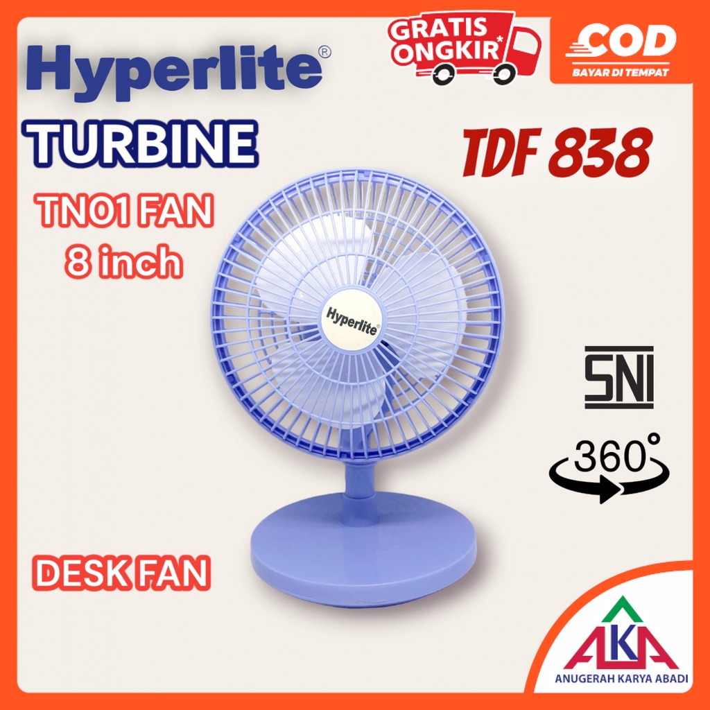 Jual HYPERLITE TURBINE TDF-838 TN01 Kipas Angin Meja Desk Fan 8 Inch Angin Kencang | Shopee ...