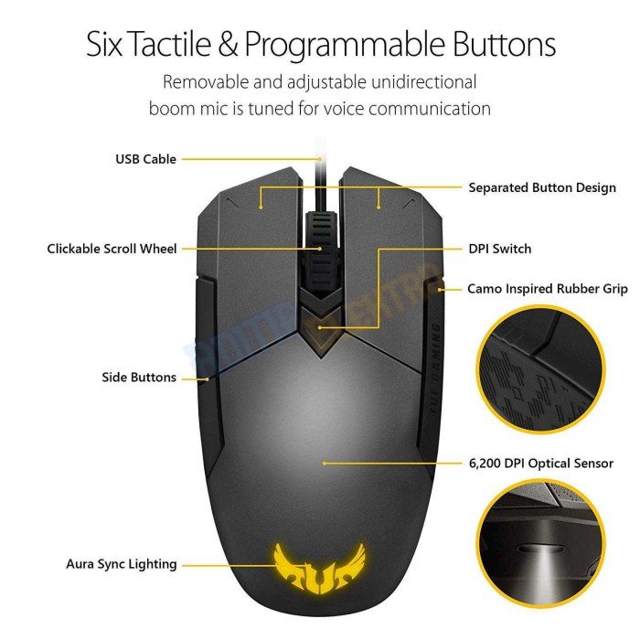 Jual Gaming Mouse ASUS TUF Gaming M5 Ambidextrous Ergonomic RGB 6200 ...