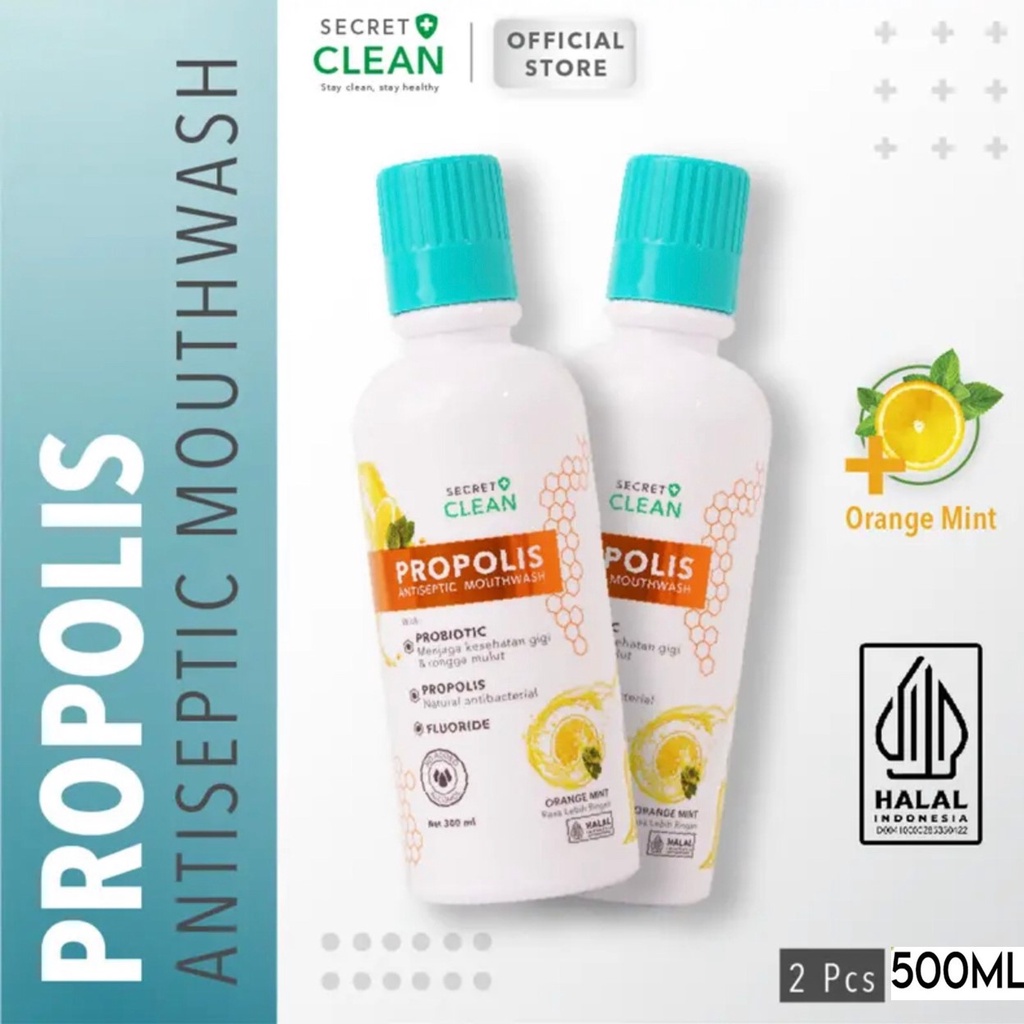 Jual Obat Kumur Propolis Secret Clean Antiseptic Mouthwash 150ML 300ML ...