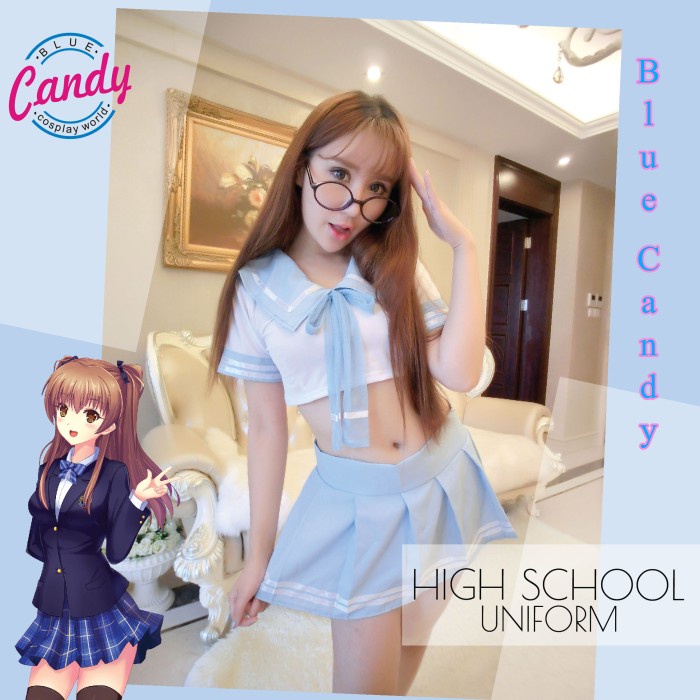 Jual Blue Candy Cosplay Sexy Uniform Seragam Murid Sekolah Student ...